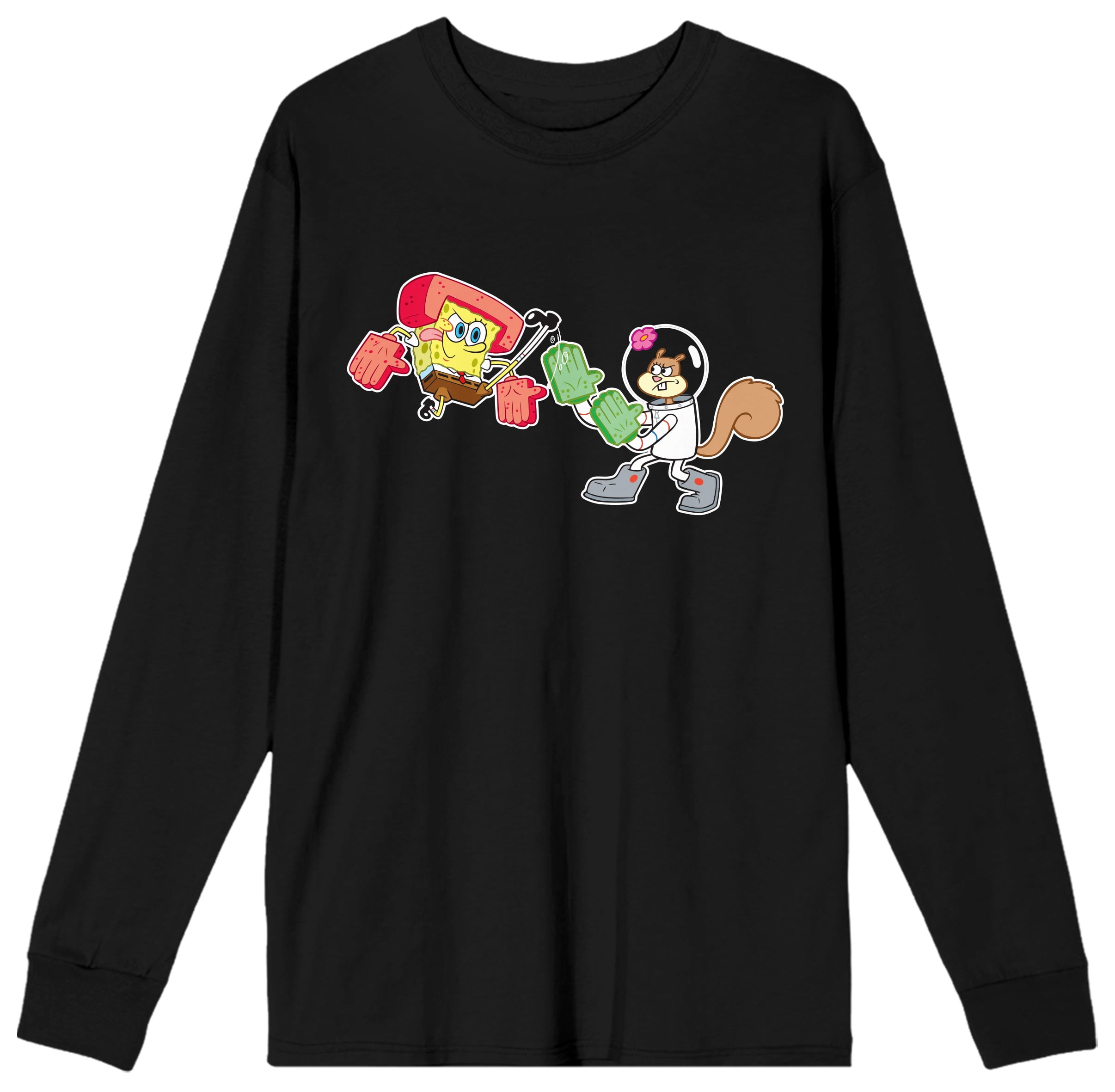 The SpongeBob SquarePants Fighting with Sandy Mens Long Sleeve Tee - XL ...