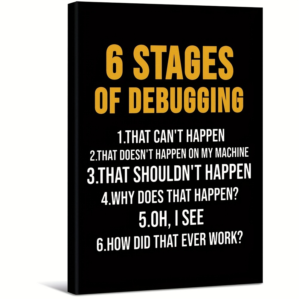 The Stages Of Debugging Software Issues Large Wooden Framed Wall Art ...