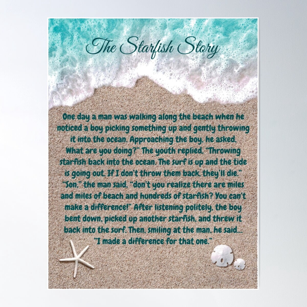 The Starfish Story, You Can Make A Difference Poster Wall Art, Modern ...