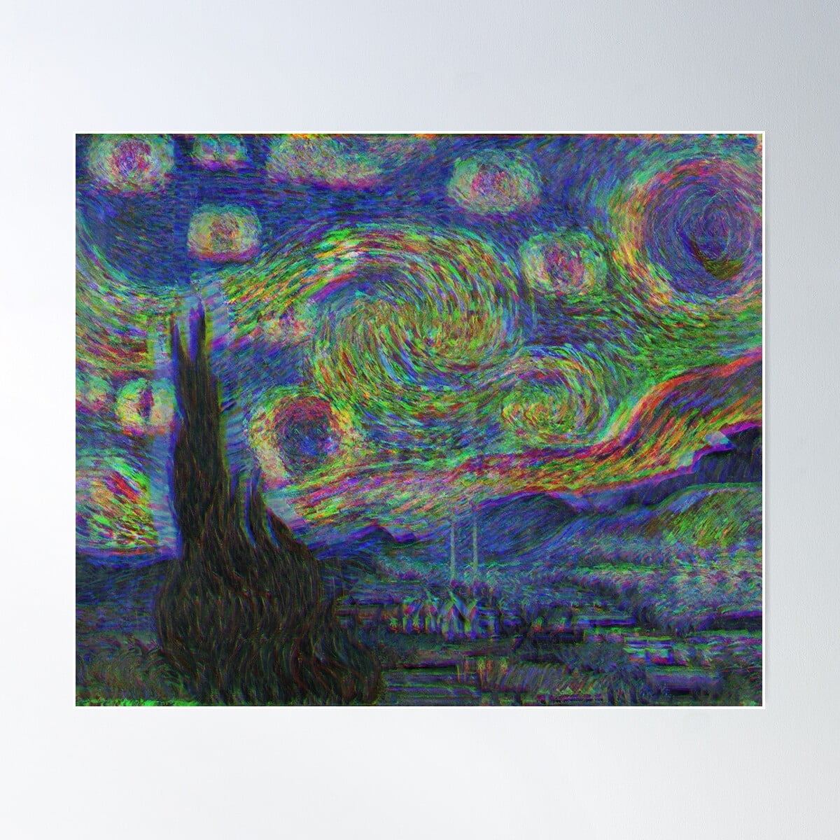 The Starry Night By Vincent Van Gogh | Trippy Version Poster Wall Art ...