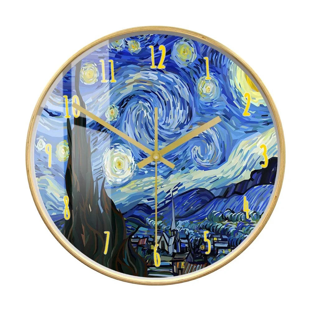 The Starry Night Famous Art Decor Painting Printed Wall Clock Vincent ...