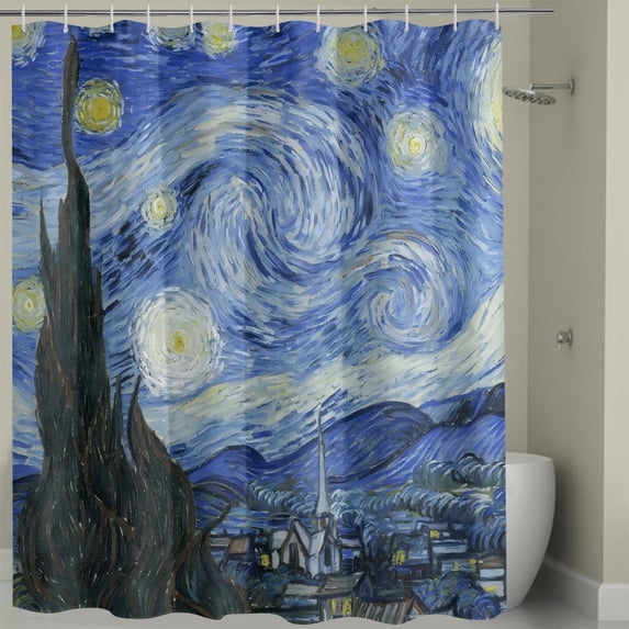 The Starry Night Shower Curtain Van Gogh Stars Art shower curtain ...