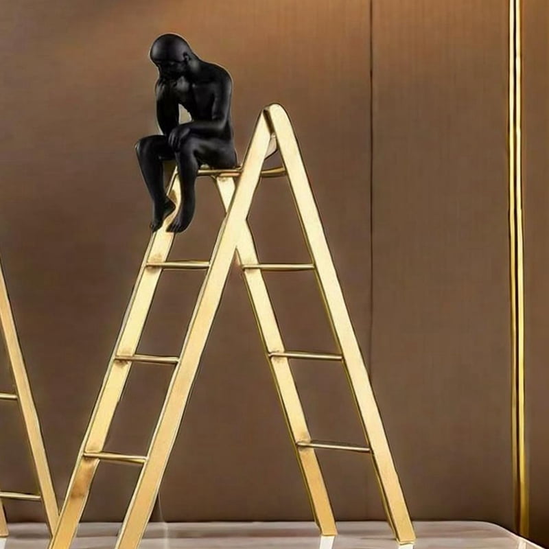 The Statue Thinking Man Statues Sitting on A Ladder Sculptures ...