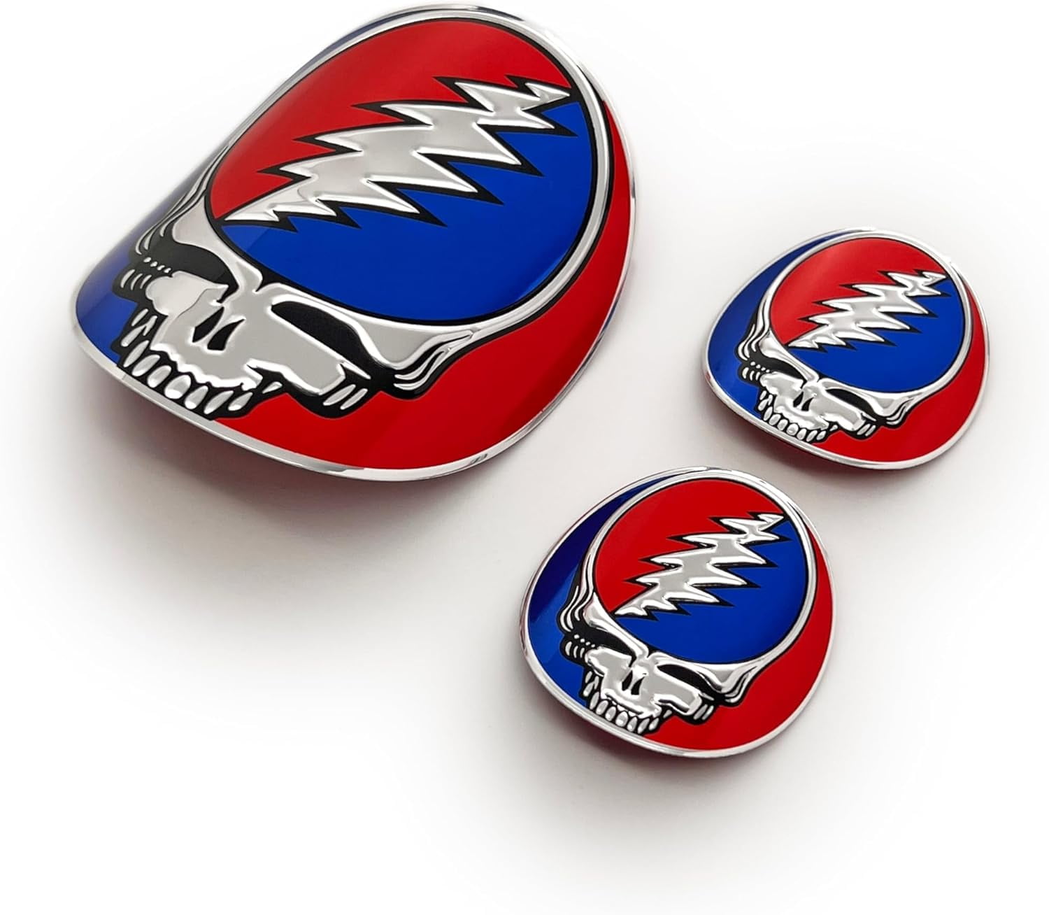 The Stealie - 3 Pack Waterproof 3D Aluminum Decal Bottle Badge Curved ...