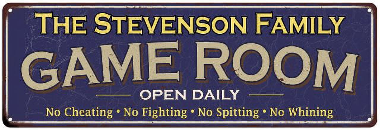 The Stevenson Family Gift Blue Game Room Metal 6x18 Sign 206180037943 ...