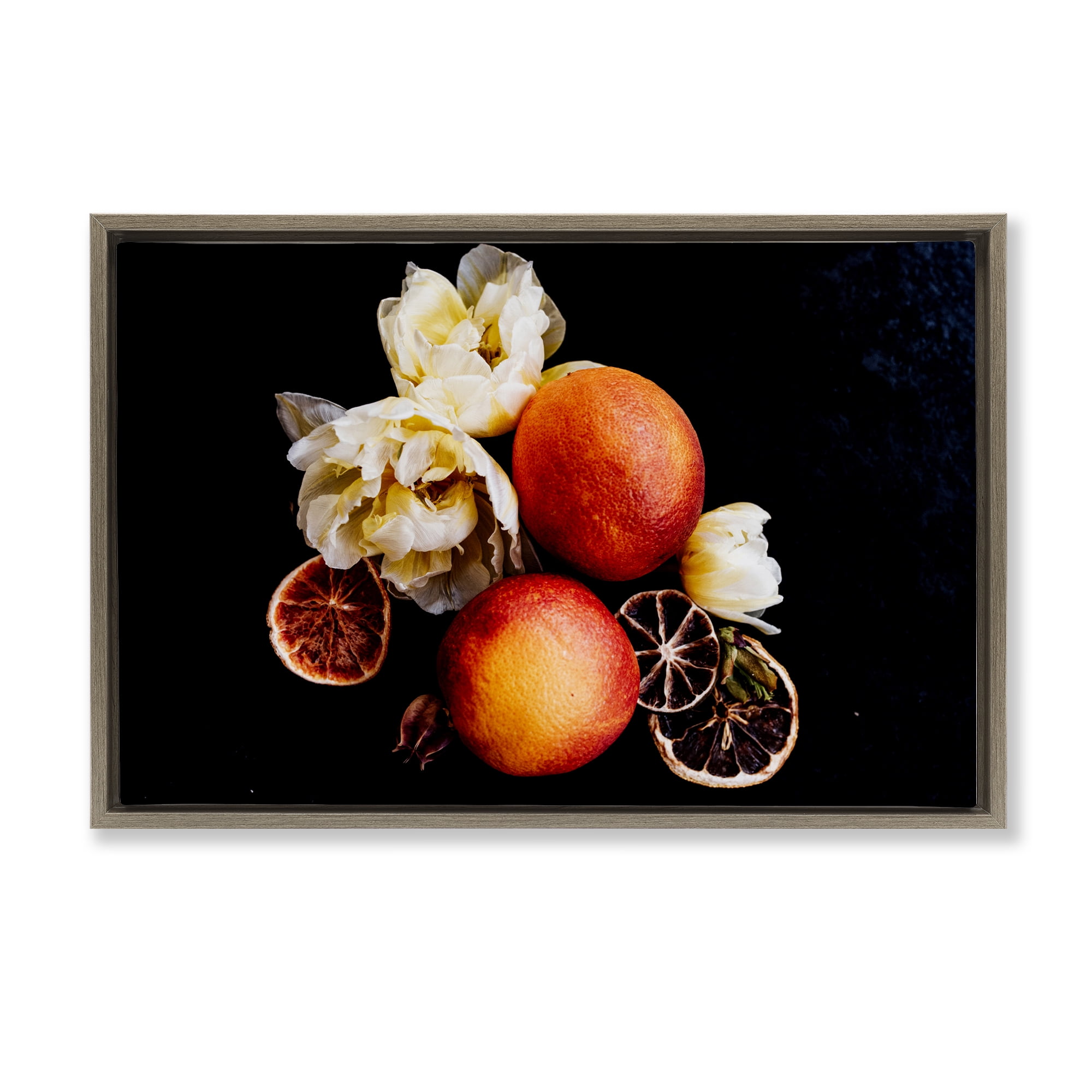 The Still Spring Fruit Brown Framed Floater Canvas Wall Art, design by Amy Carroll - Walmart.com