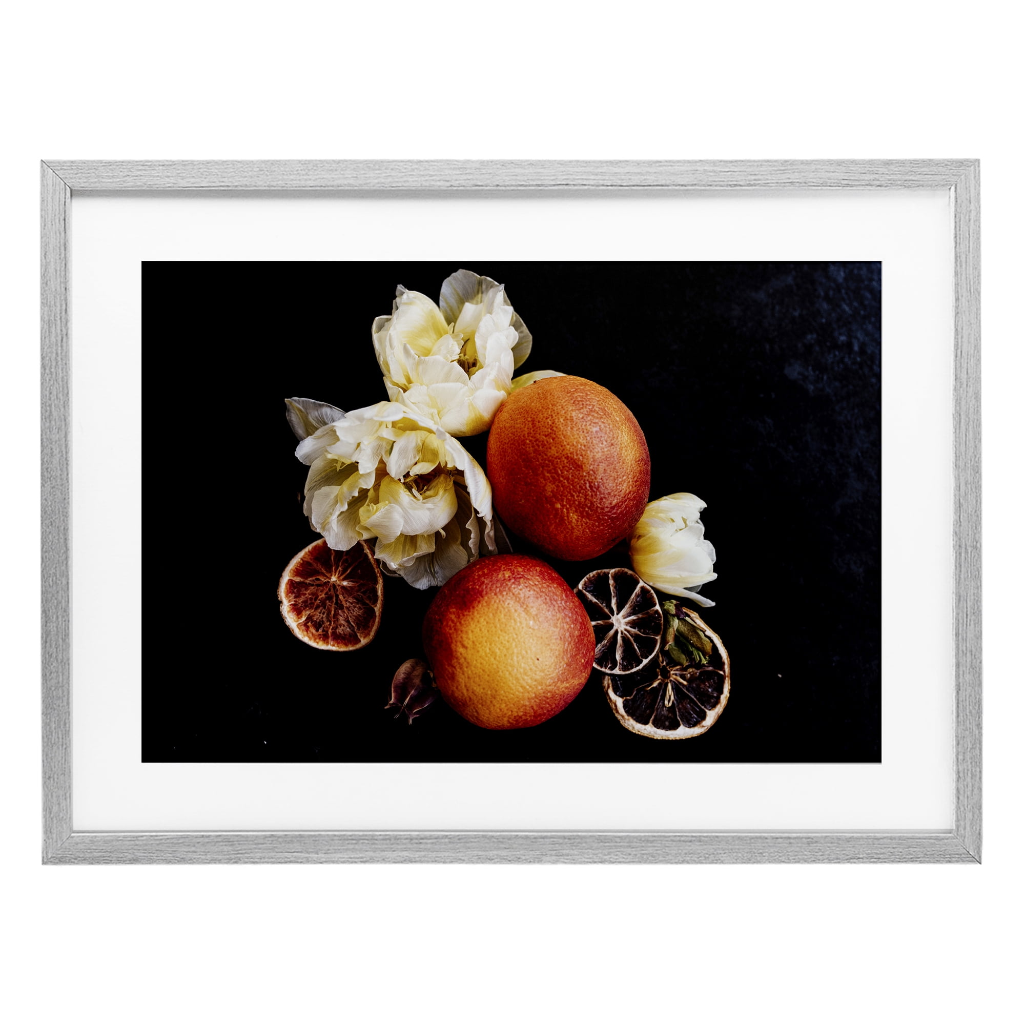 The Still Spring Fruit Gray Framed Print Under Glass, design by Amy ...