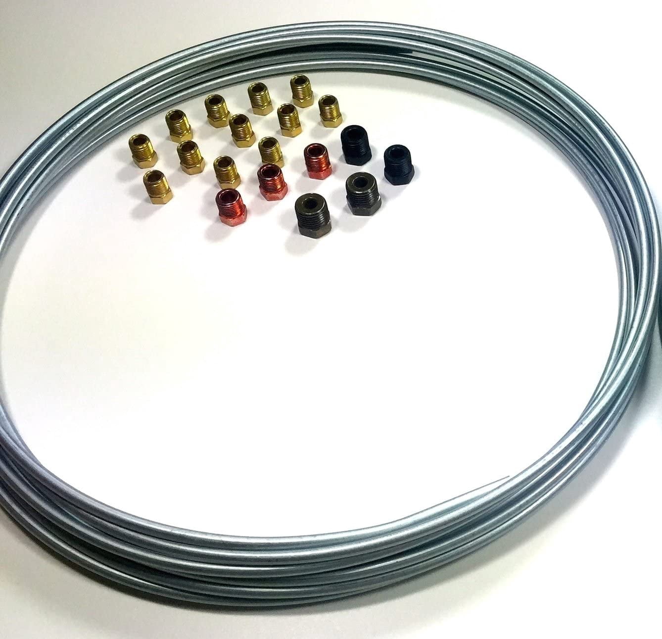 The Stop Shop BLK7F Steel Roll with Fittings Brake Line Kit, 3/16 ...