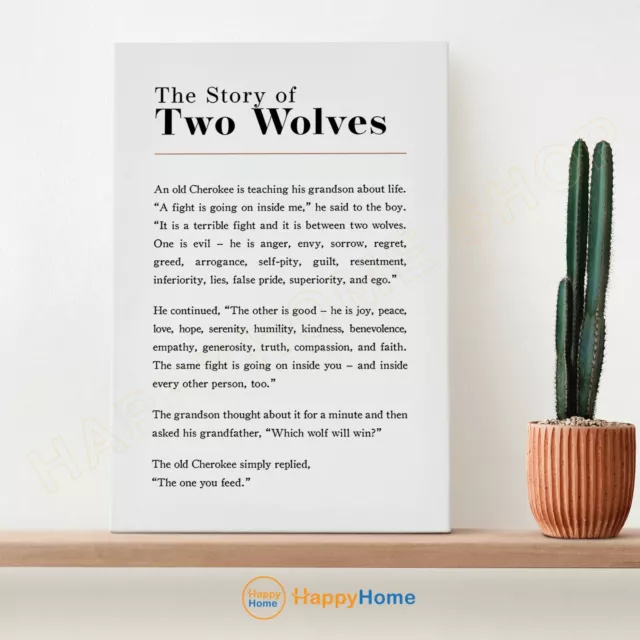 The Story Of Two Wolves Wall Art Motivational Wolf Quotes Inspiration ...