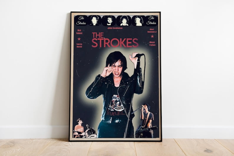The Strokes Live Performance Poster, Indie Rock Band Stage Moment Wall ...