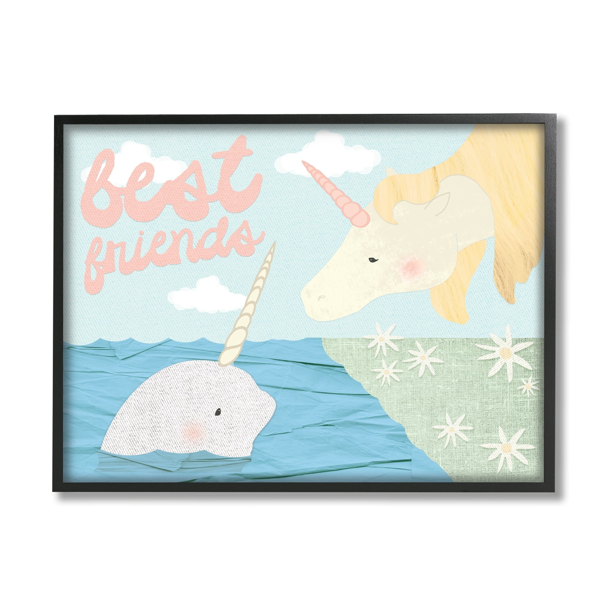 Stupell Best Friends Narwhal and Unicorn Collage, Framed Giclee, 11 x 1 ...