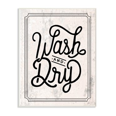 The Stupell Home Decor Collection Black on White Washed Texture Laundry Room Cursive Typography ...