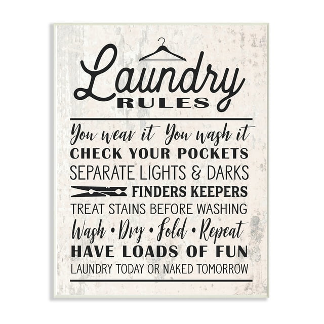 The Stupell Home Decor Collection Black on White Washed Texture Laundry ...