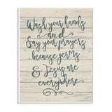 The Stupell Home Decor Collection Blue Script Germs and Jesus Cursive ...