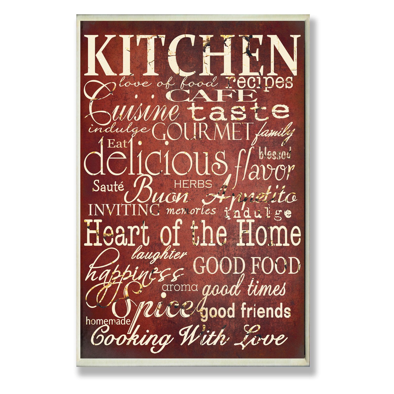 Stupell Industries Decorative Kitchen Words Wall Plaque Art, Red, 12.5 ...