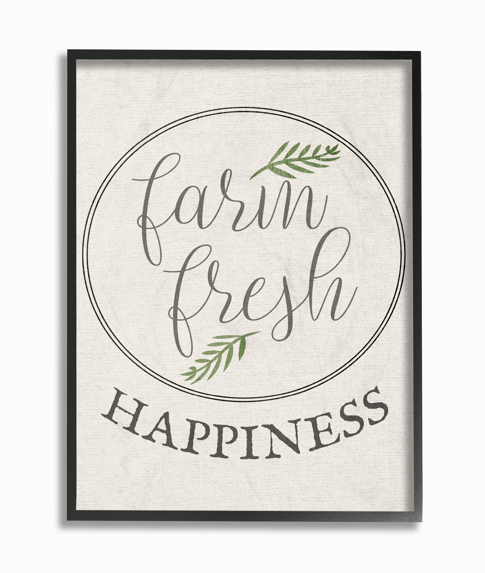 The Stupell Home Decor Collection Farm Fresh Happiness Cursive Typography Oversized Framed ...