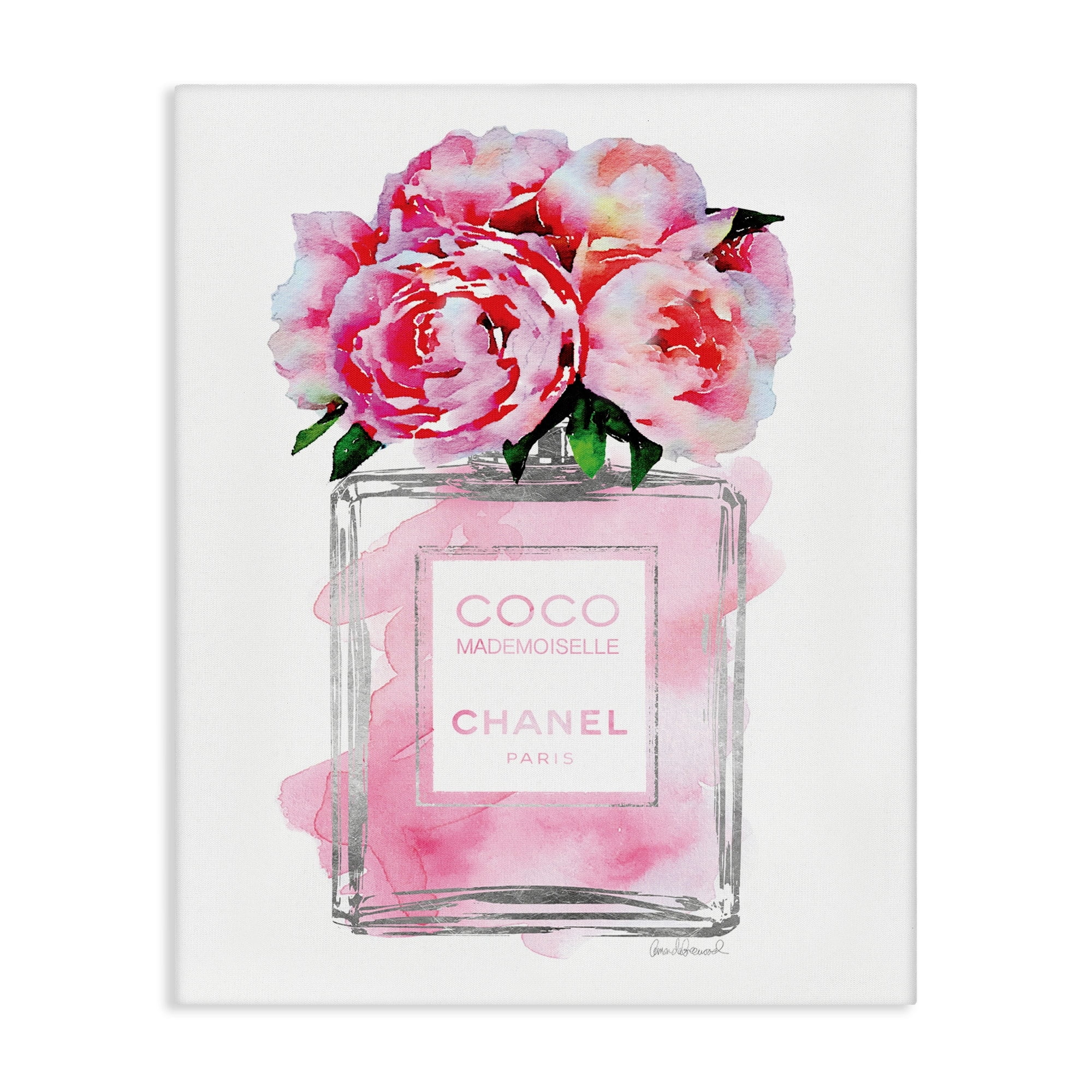 The Stupell Home Decor Collection Glam Perfume Bottle V2 Flower Silver ...