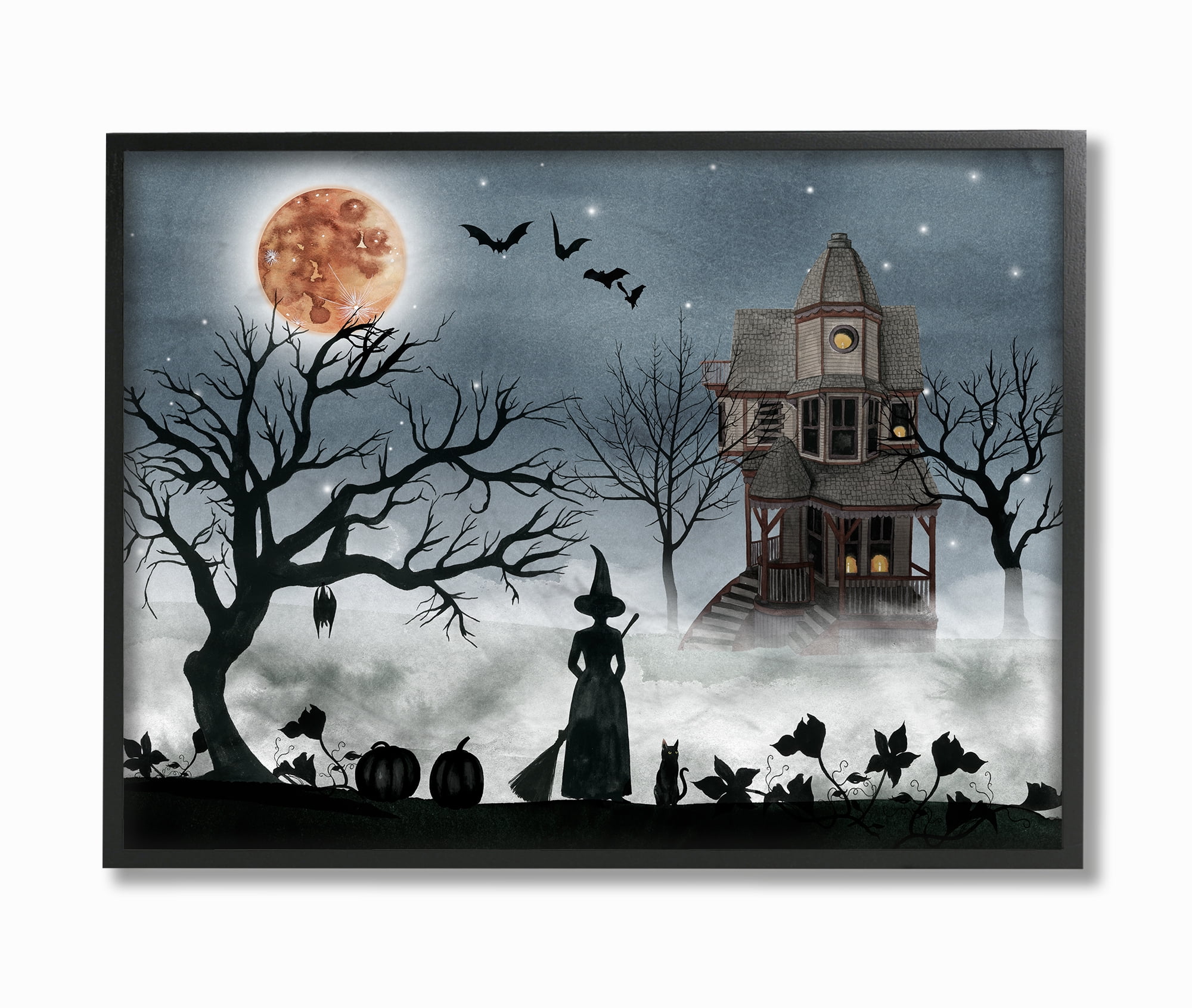 The Stupell Home Decor Collection Halloween Witch Silhouette in Full ...