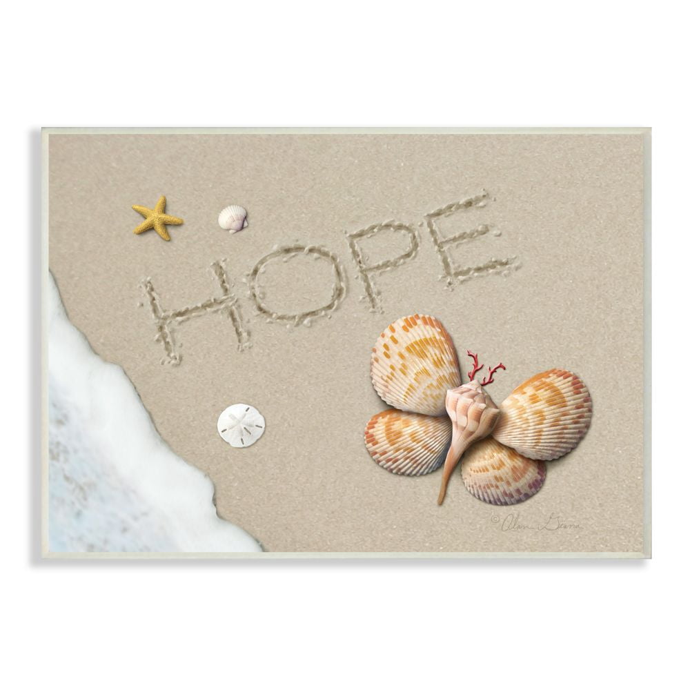 Stupell Industries Hope in Sand Starfish & Seashell Wall Plaque Art ...