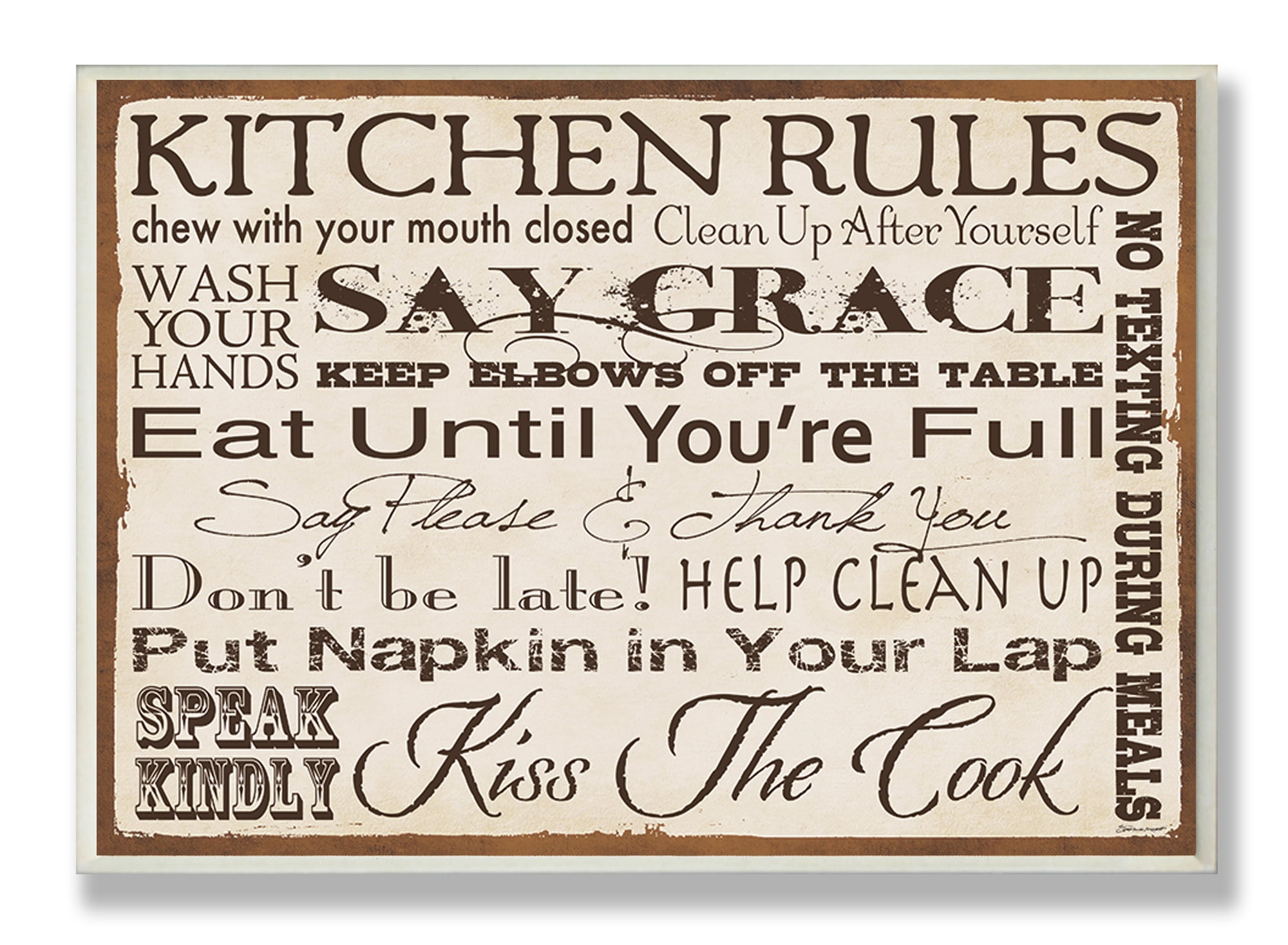 The Stupell Home Decor Collection Kitchen Rules Creme Typography ...