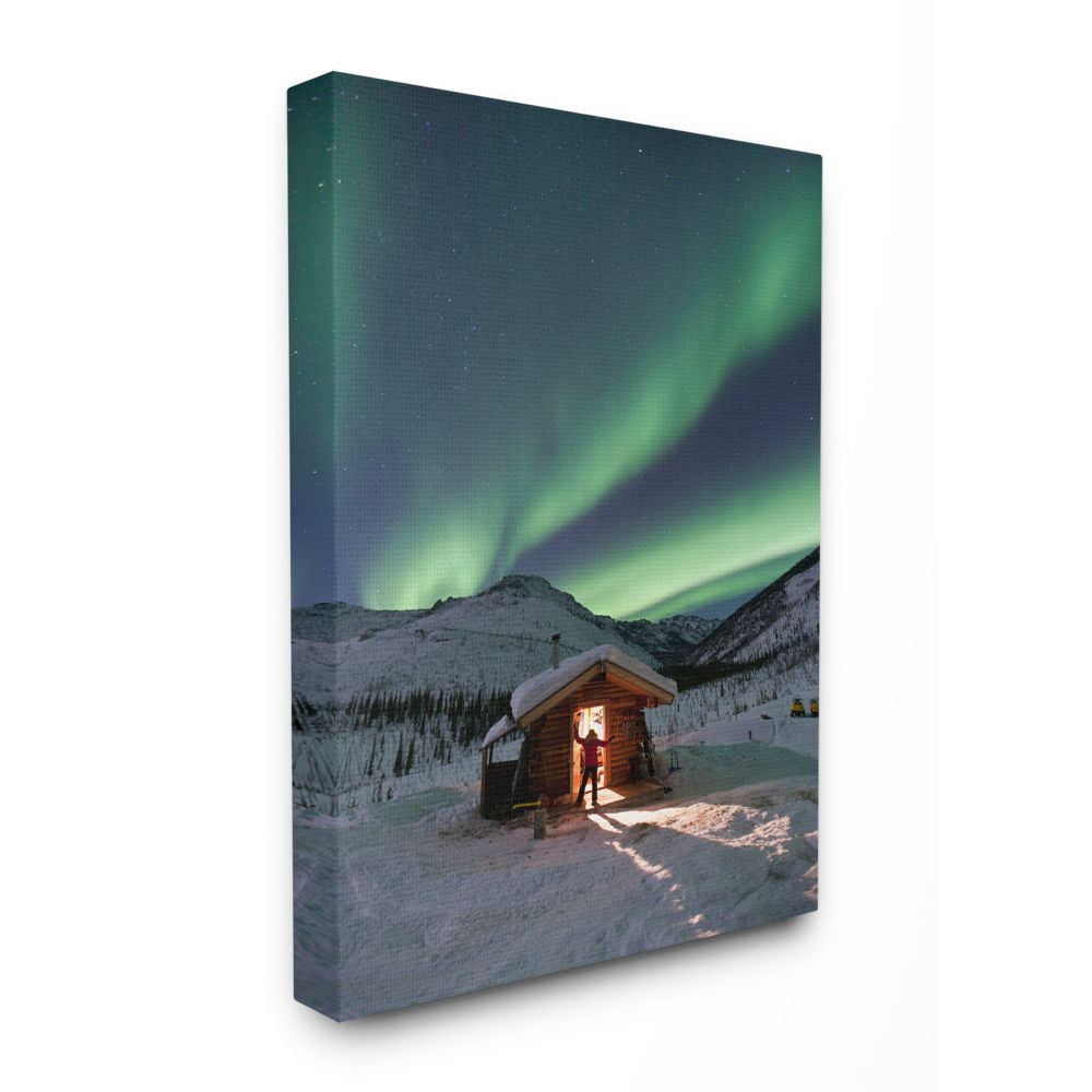 The Stupell Home Decor Northern Lights Alaskan Cabin Canvas Wall Art ...
