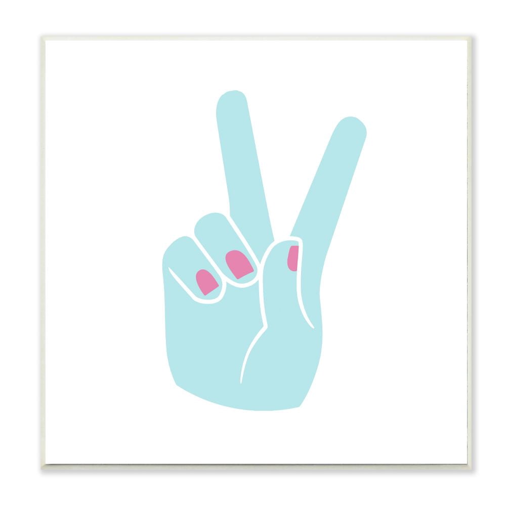 The Stupell Home Decor Collection Peace Hand Teal with Pink Nail Polish ...