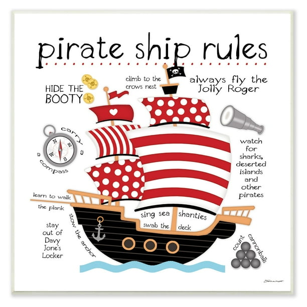 The Stupell Home Decor Collection Pirate Ship Rules Wall Plaque Art ...