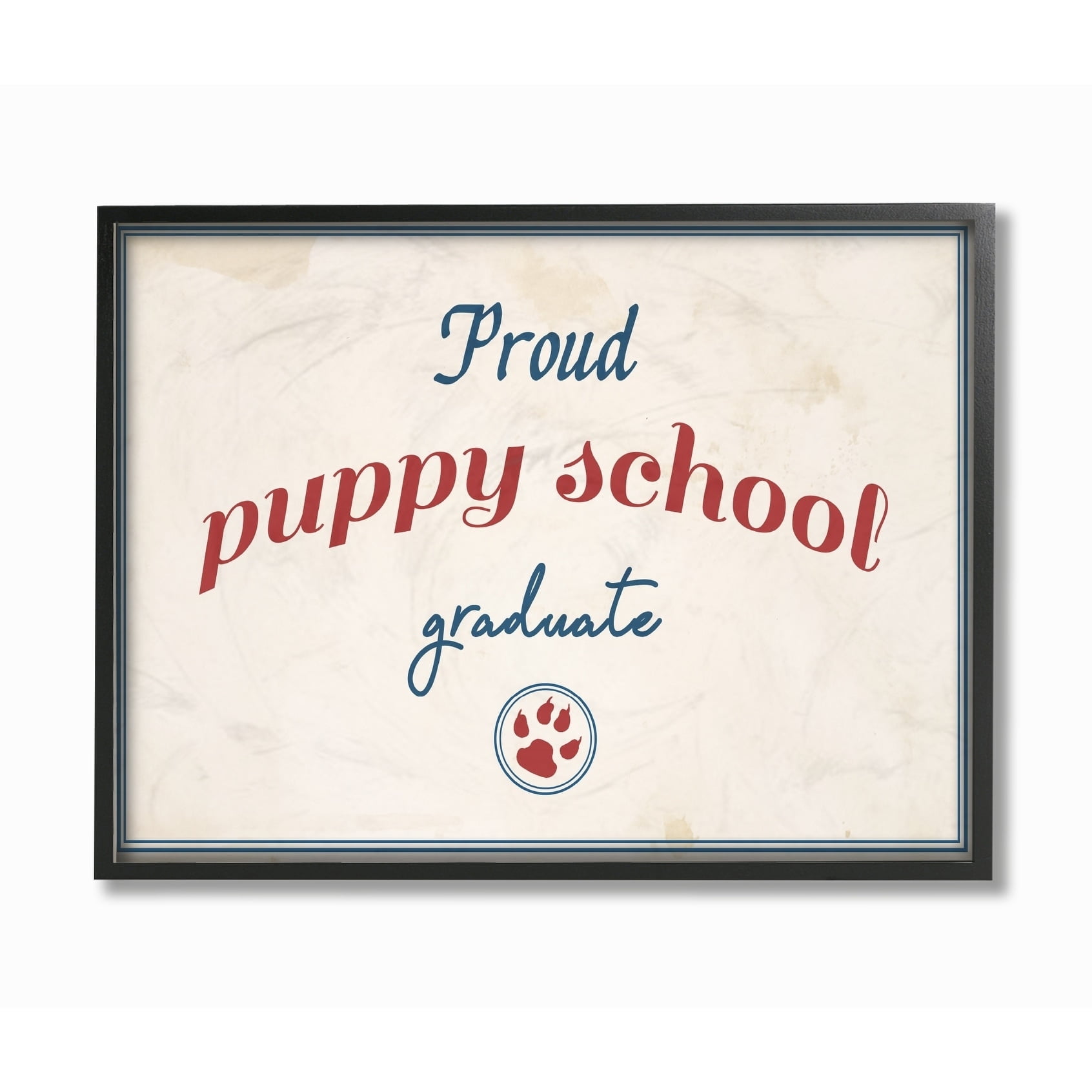 Stupell Proud Puppy School Grad Paw Print Framed Giclee Texture Art 16 ...
