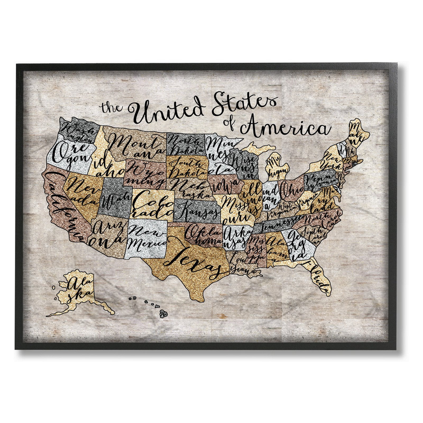 Free Shipping! Stupell Industries United States Map Typography Framed ...