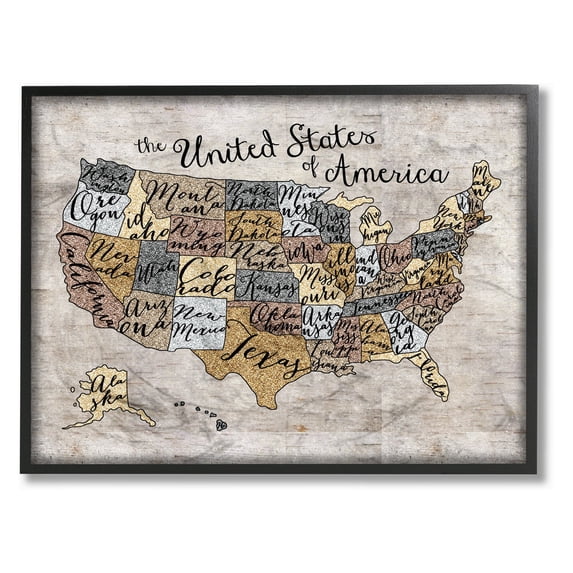 Free Shipping! Stupell Industries United States Map Typography Framed ...