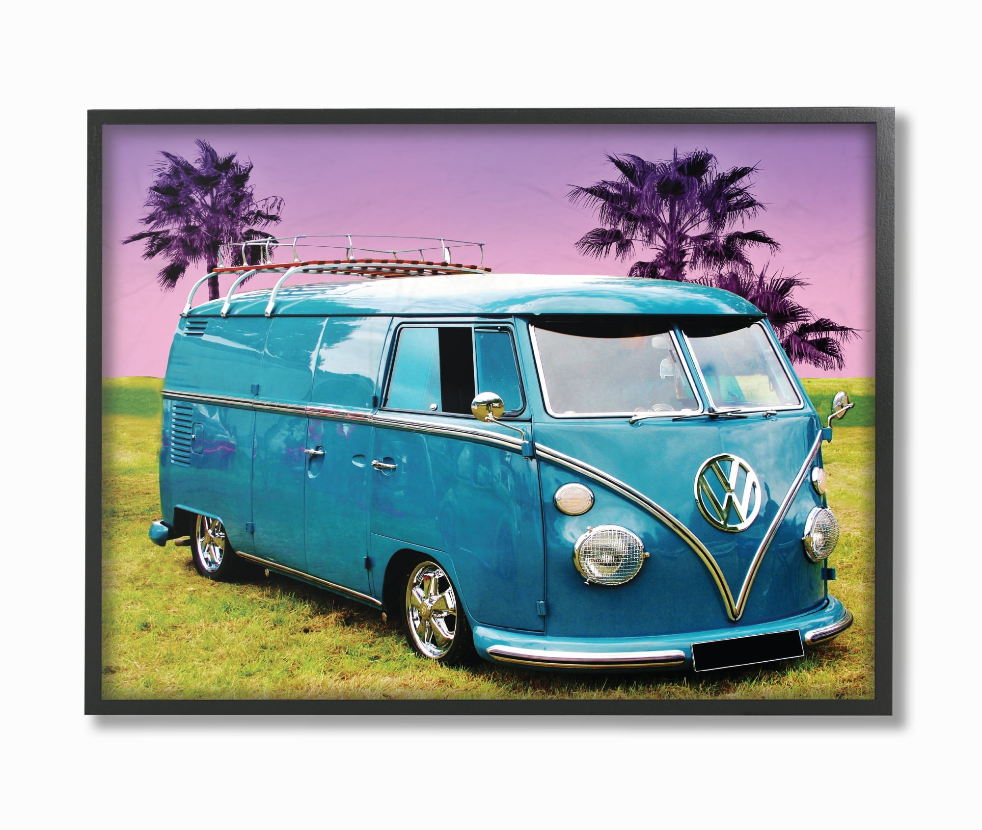 Stupell Industries Vintage 70s Blue VW Bus Wall Art Home Decor Picture ...