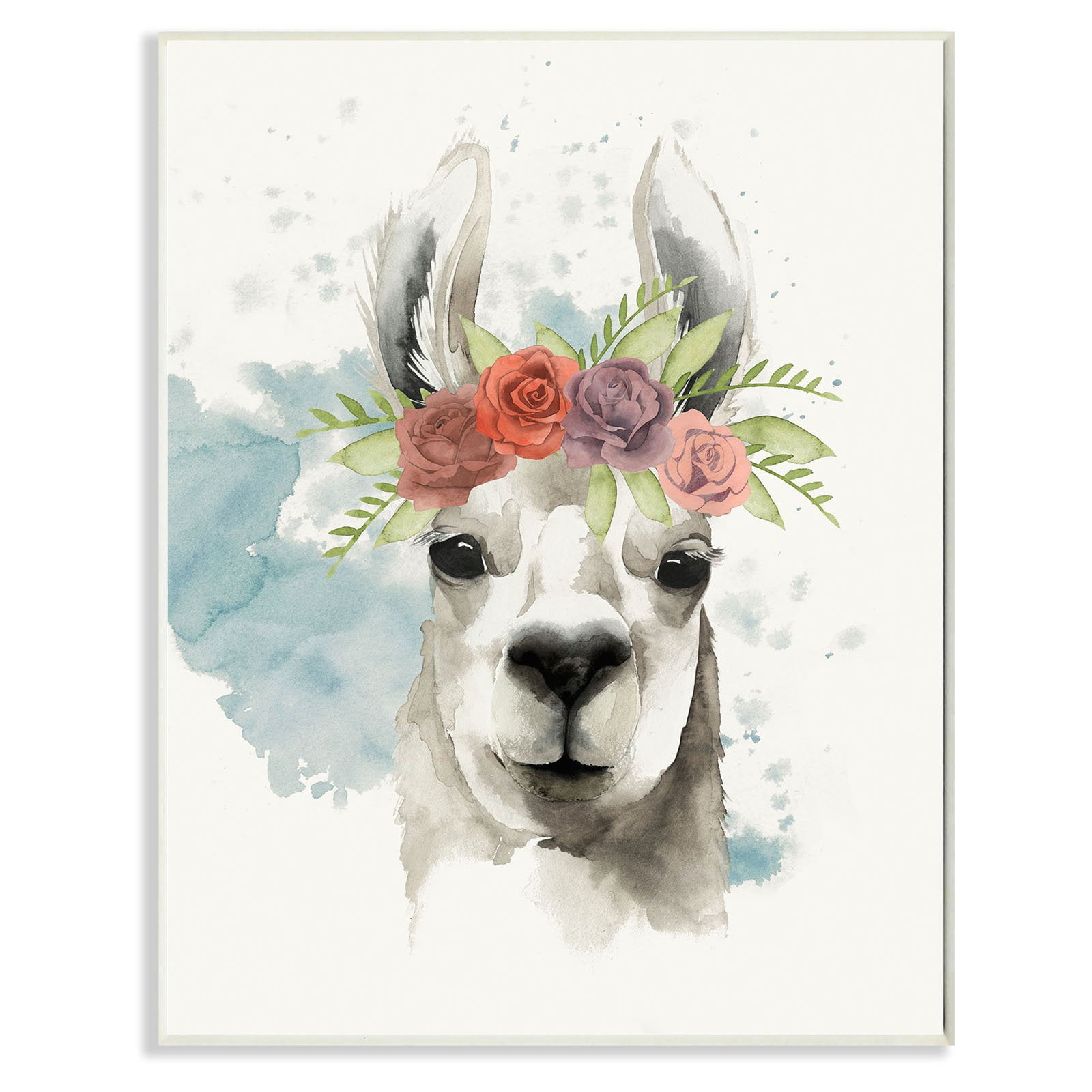 Stupell Industries Watercolor Llama Wall Plaque Art - Charming Floral ...