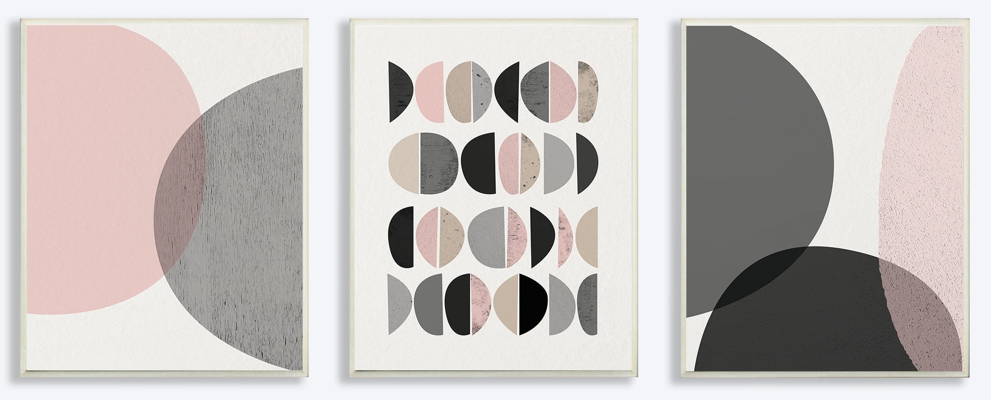 The Stupell Home Decor Mod Grey and Pink Overlapping Semi Circle Shapes ...