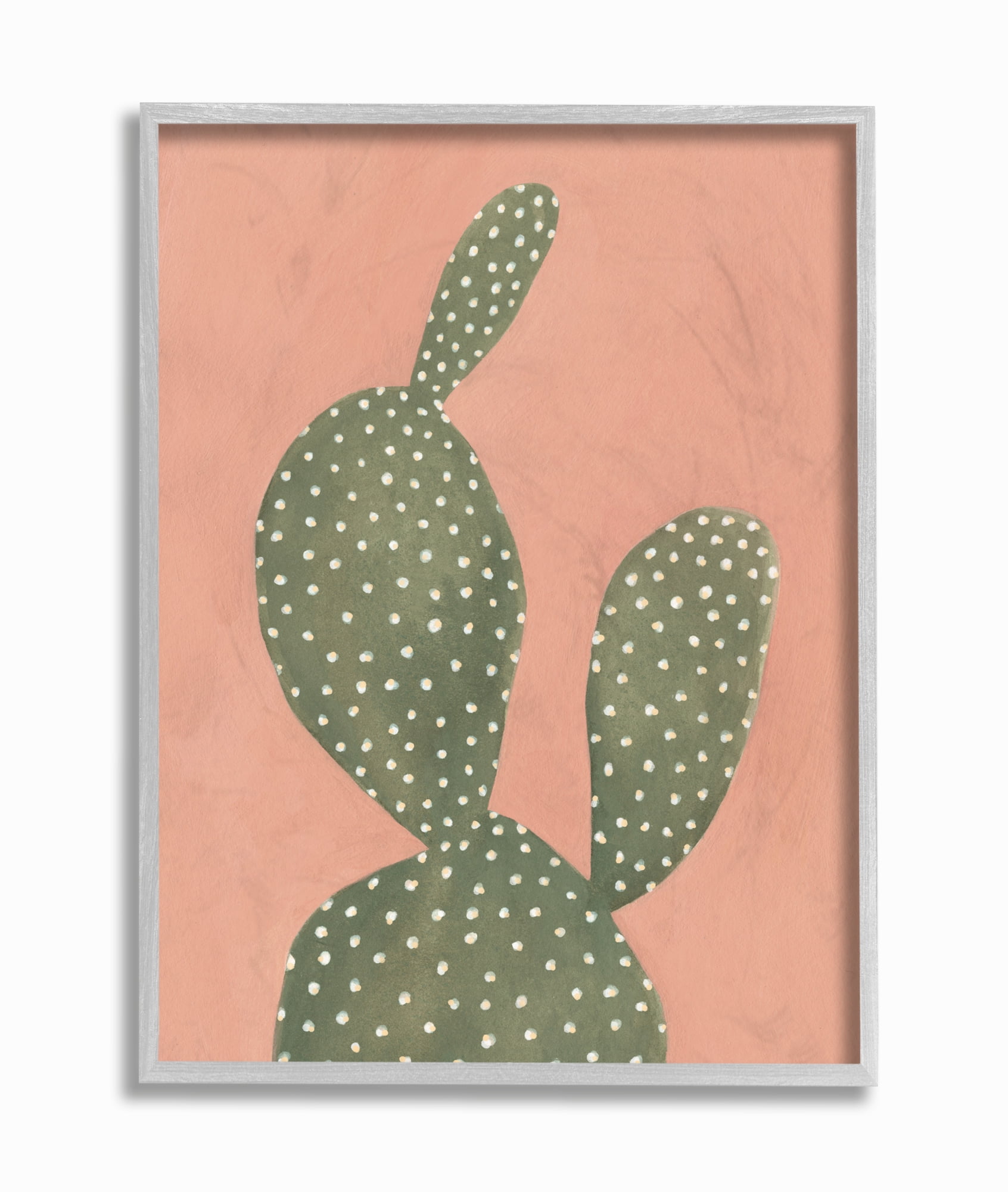 The Stupell Home Decor Painted Coral Cacti Gray Framed Texturized Art ...