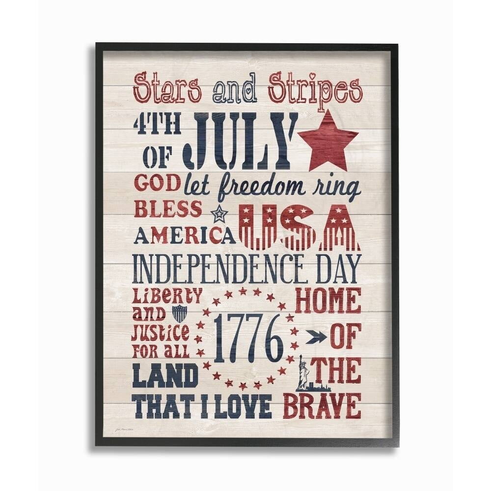 Stupell Stars and Stripes USA Stenciled Typography Rustic Planked Look ...