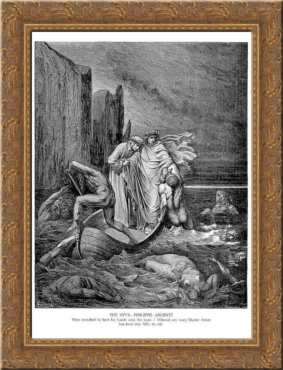 The Styx--Philippo Argenti 24x18 Gold Ornate Wood Framed Canvas Art by ...