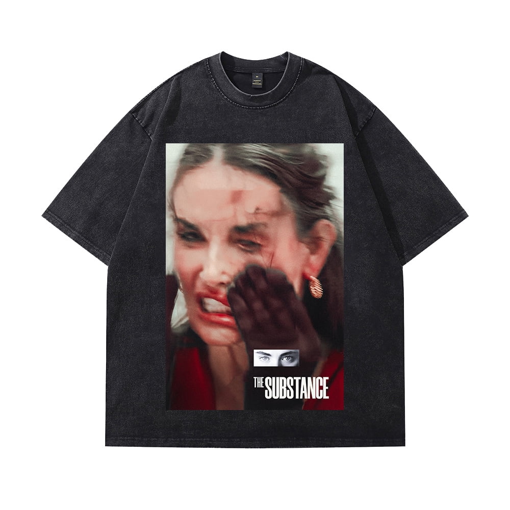 The Substance 2024 Movie Washed Cotton T-shirt Streetwear Short Sleeve ...