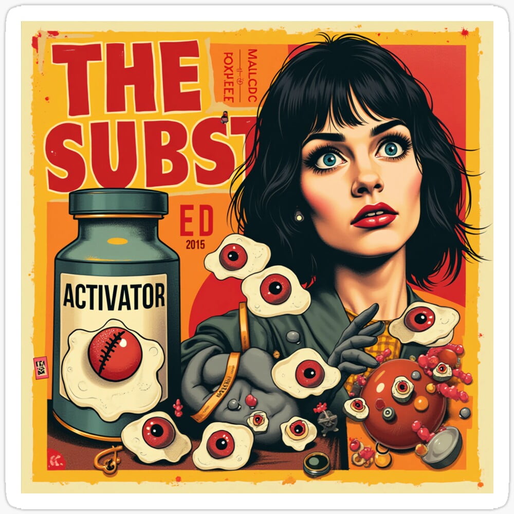 The Substance: Bold Retro Collage Art Sticker Phone Decal Water Bottle ...