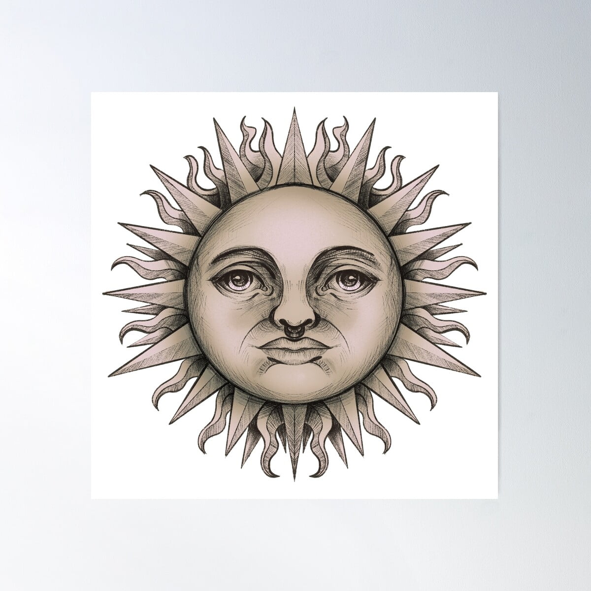 The Sun - Grayscale Poster Wall Art, Modern Wall Decor For Living Room ...