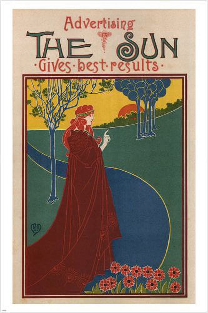 The Sun Louis Rhead Usa Poster 1894 20x30 Lady In Velvet Cape Unique ...