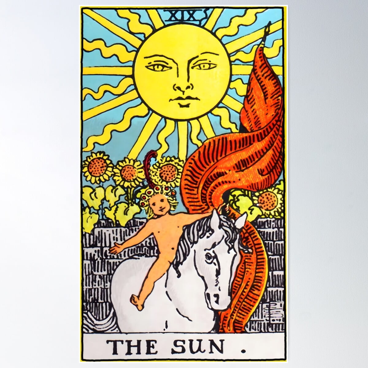The Sun Tarot Card | Rider Waite Smith Tarot Poster Wall Art, Modern ...