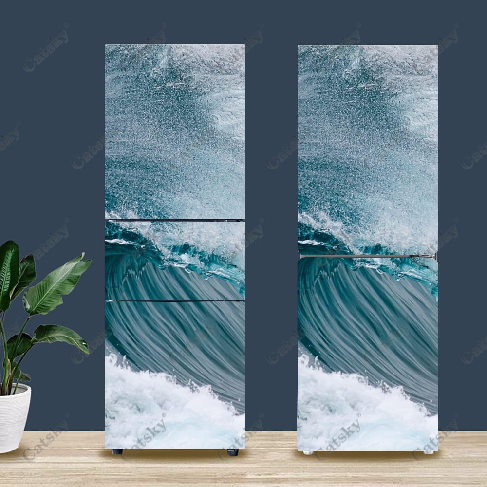 The Sunset Shines on The Waves Refrigerator Door Mural Sticker ...