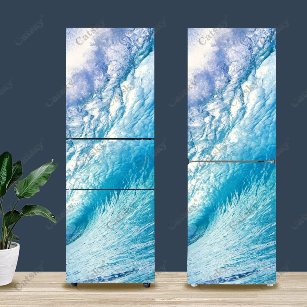 The Sunset Shines on The Waves Refrigerator Door Mural Sticker ...