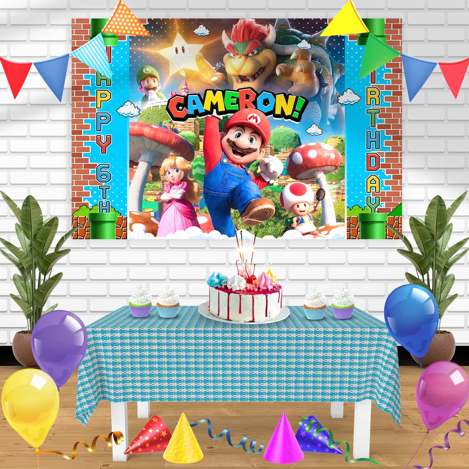 The Super Mario Bros Movie 2023 Luigi Birthday Banner Personalized ...