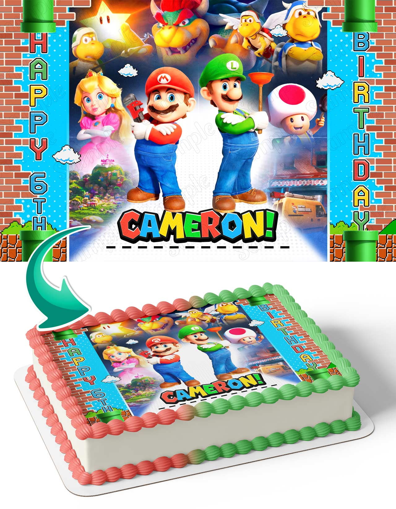 The Super Mario Bros Movie 2023 Toad Edible Cake Image Topper Birthday ...