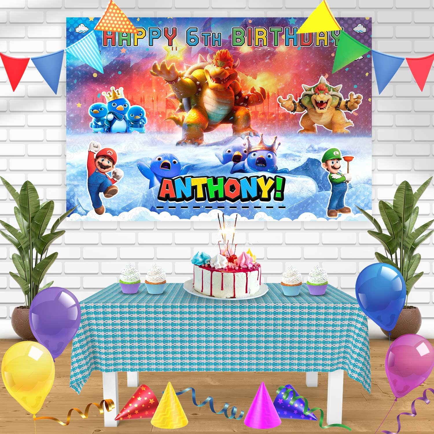 The Super Mario Bros Movie Bowser Penguins Bn Birthday Banner ...