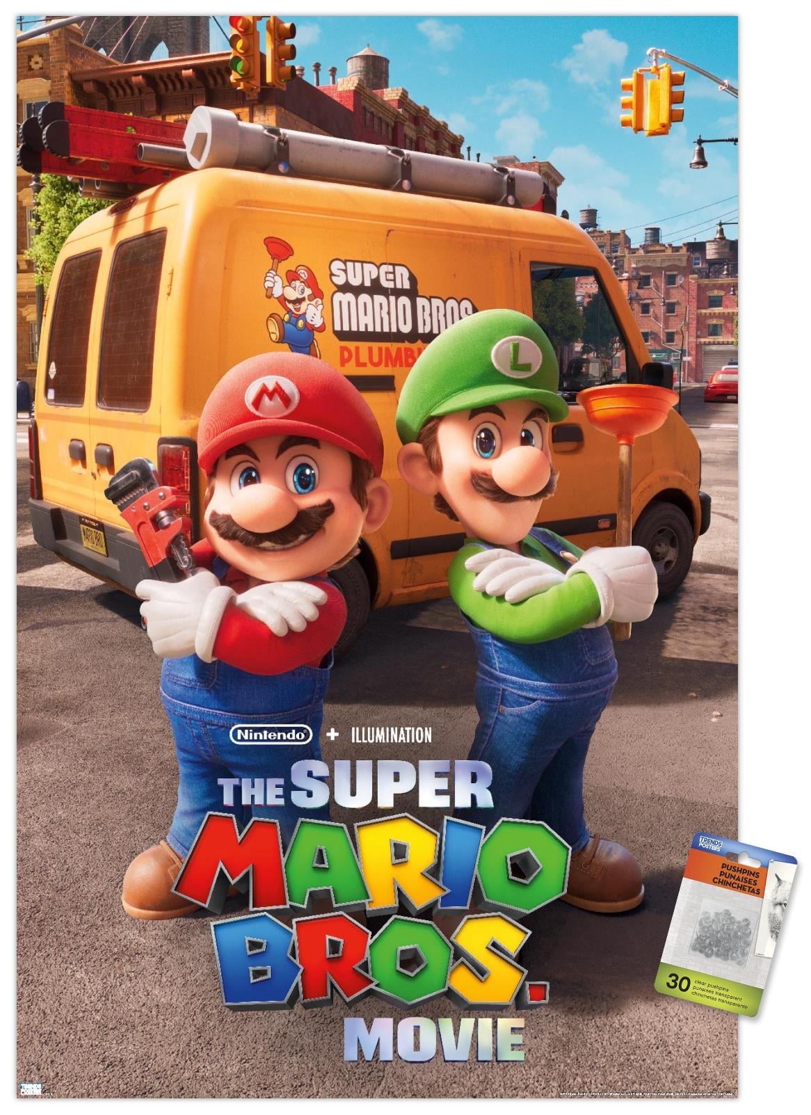 The Super Mario Bros. Movie - Brooklyn Key Art Wall Poster with Push ...