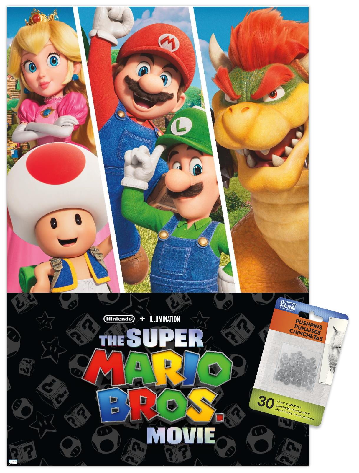 The Super Mario Bros. Movie - Group Wall Poster with Push Pins, 14.725 ...