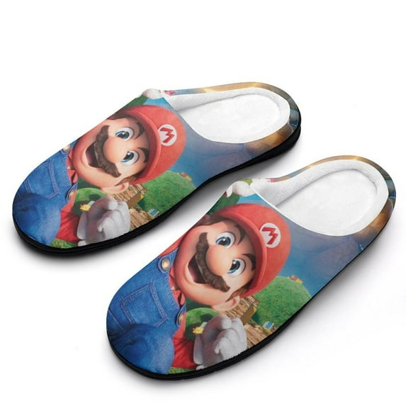The Super Mario Bros. Movie Men's Cotton Slippers Winter Fuzzy ...