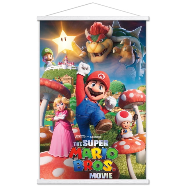 The Super Mario Bros. Movie - Mushroom Kingdom Key Art Wall Poster with Magnetic Frame, 22.375 ...